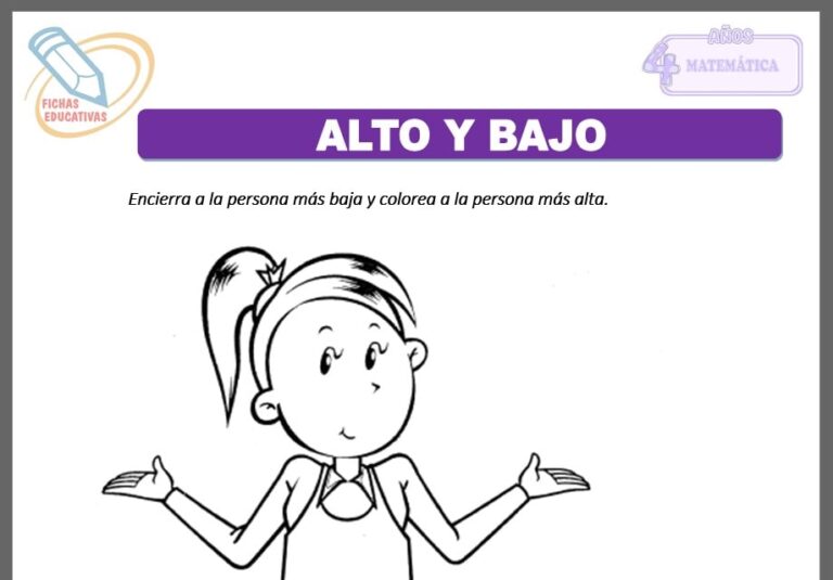 Alto y bajo para niños de Cuatro Años - Fichas Educativas