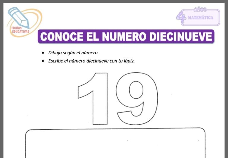 Conoce el número diecinueve para niños de Cuatro Años