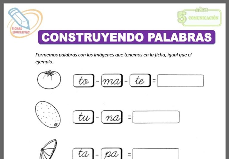 Construyendo palabras para niños de Cinco Años