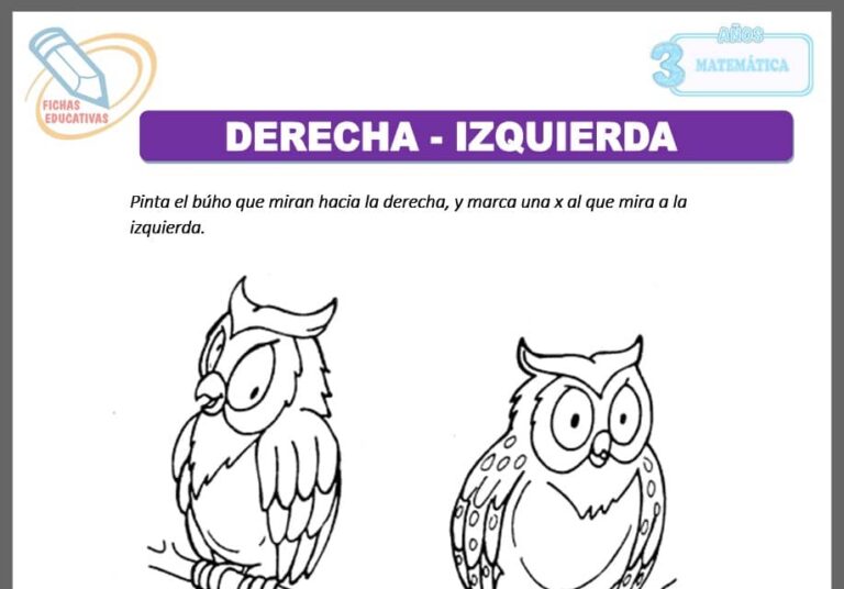Derecha - izquierda para niños de Tres Años - Fichas Educativas
