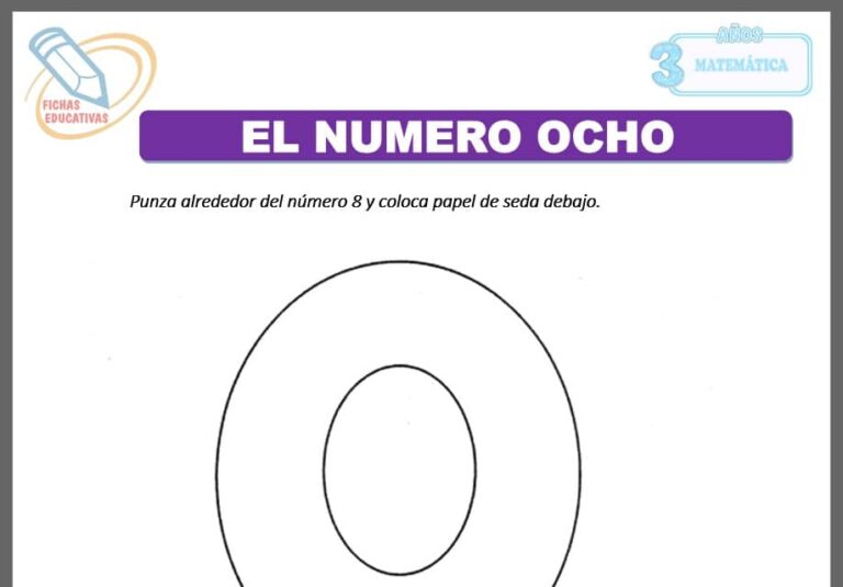 El número ocho para niños de Tres Años - Fichas Educativas