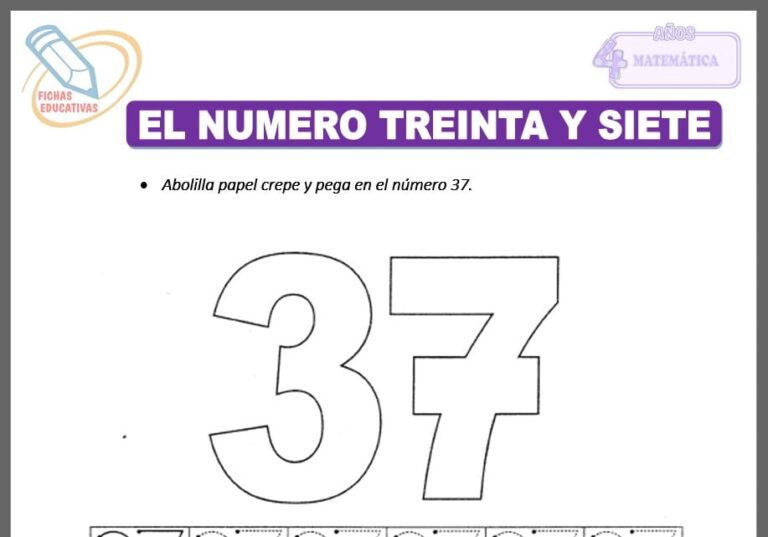 El número treinta y siete para niños de Cuatro Años