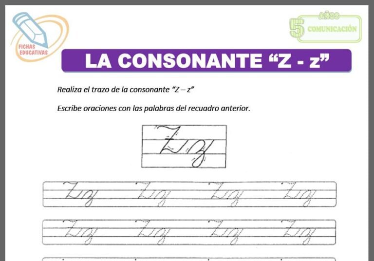 La consonante Z – z para niños de Cinco Años - Fichas Educativas