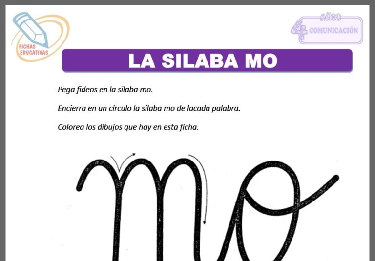 La silaba mo para niños de Cuatro Años - Fichas Educativas