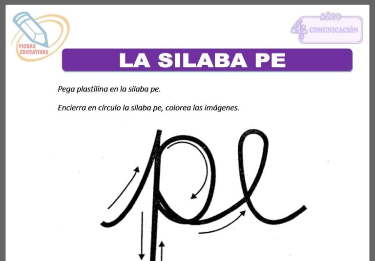 La silaba pe para niños de Cuatro Años - Fichas Educativas