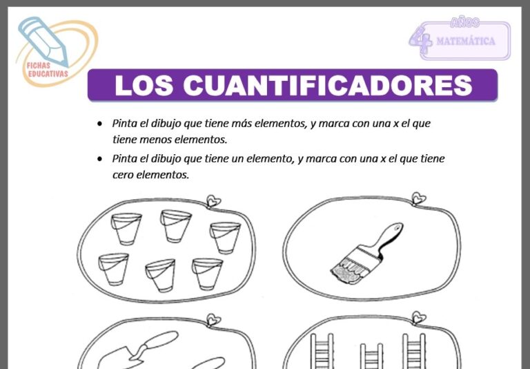 Los cuantificadores para niños de Cuatro Años - Fichas Educativas