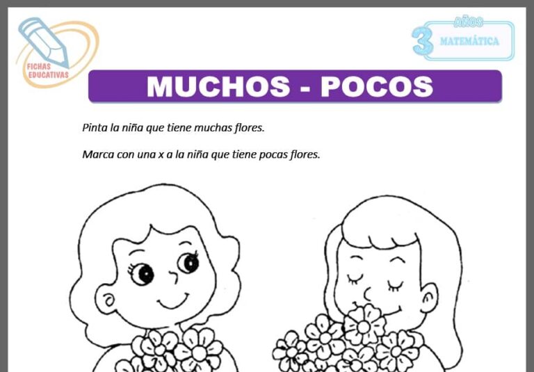 Muchos - pocos para niños de Tres Años - Fichas Educativas