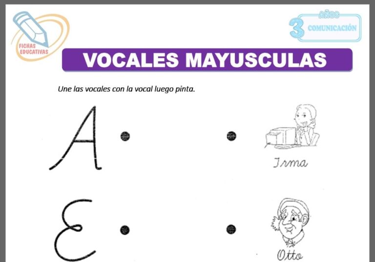 Las cinco vocales para niños de Tres Años - Fichas Educativas