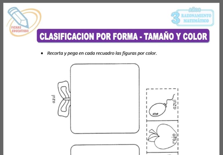 Clasificación por forma, tamaño y color para niños de Tres Años