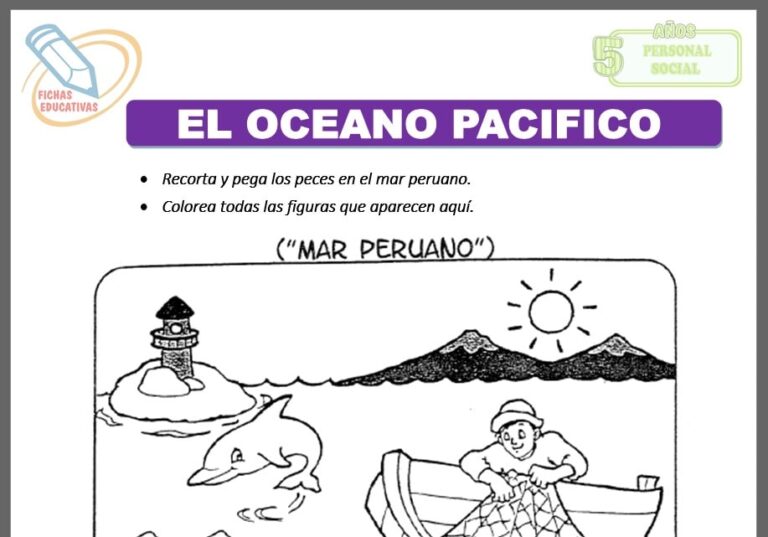 El océano pacifico para niños de Cinco Años - Fichas Educativas