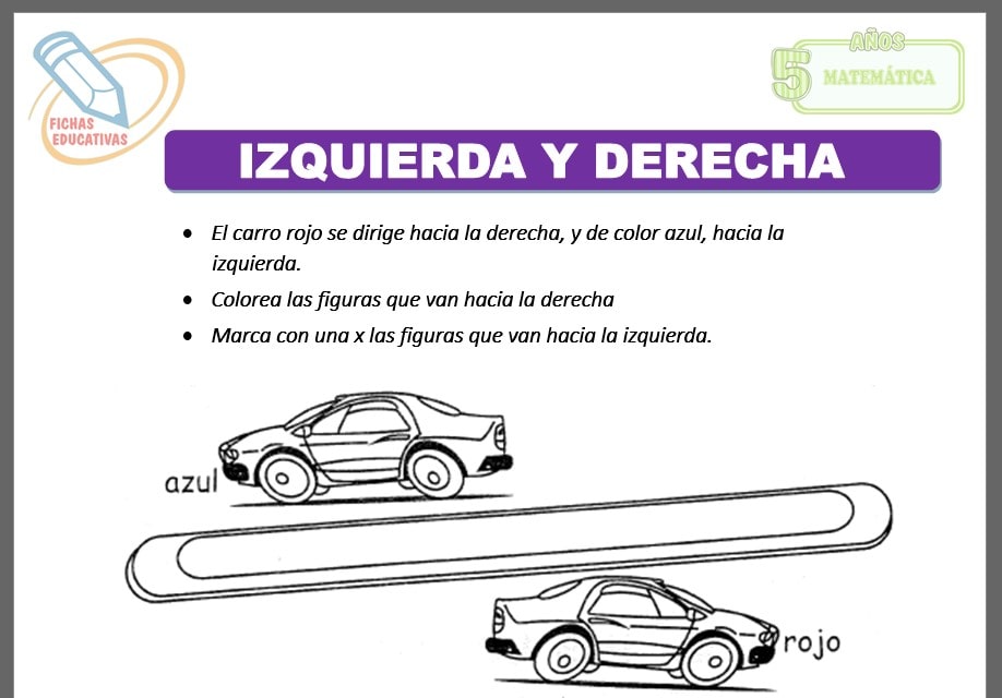 Izquierda y derecha para niños de Cinco Años - Fichas Educativas