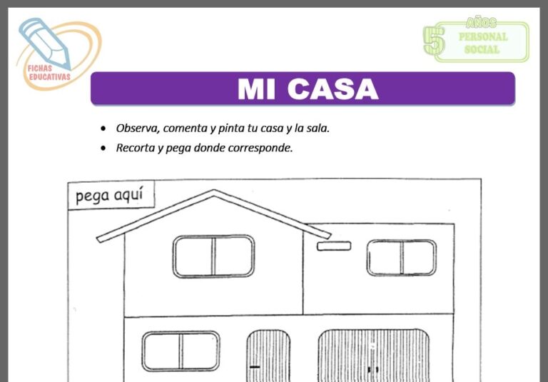 Mi casa para niños de Cinco Años - Fichas Educativas