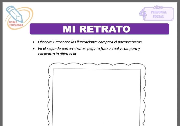 Mi retrato para niños de Cuatro Años - Fichas Educativas