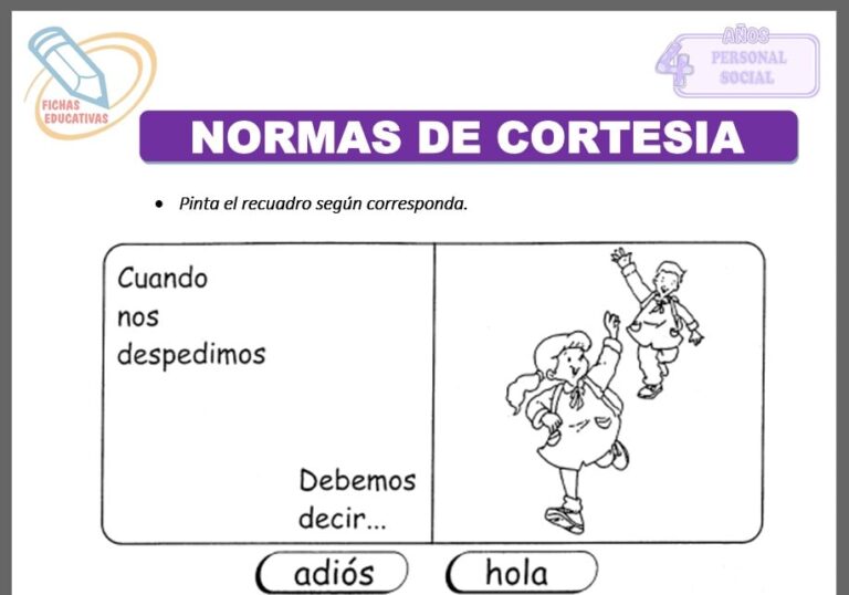 Normas de cortesía para niños de Cuatro Años - Fichas Educativas