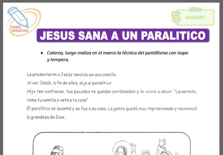 Jesús sana a un paralitico para niños de Cinco Años