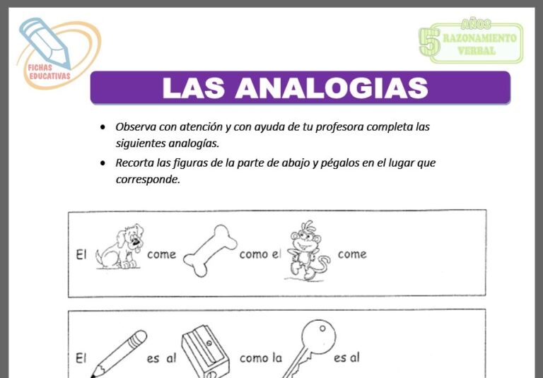 Las analogías para niños de Cinco Años - Fichas Educativas