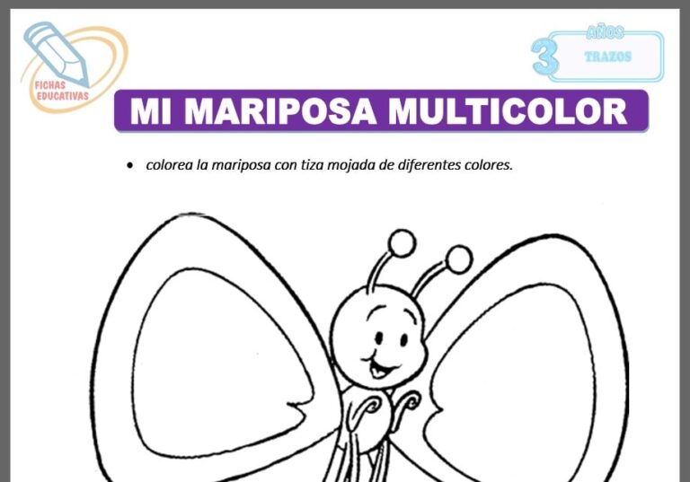 Mi mariposa multicolor para niños de Tres Años