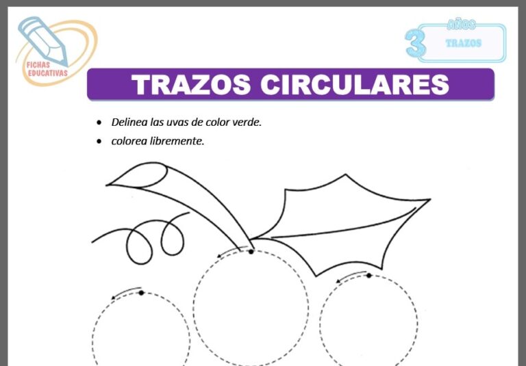 Trazos circulares para niños de Tres Años - Fichas Educativas