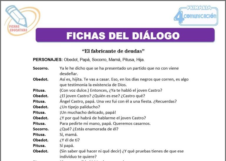 Fichas del diálogo para Cuarto de Primaria - Fichas Educativas
