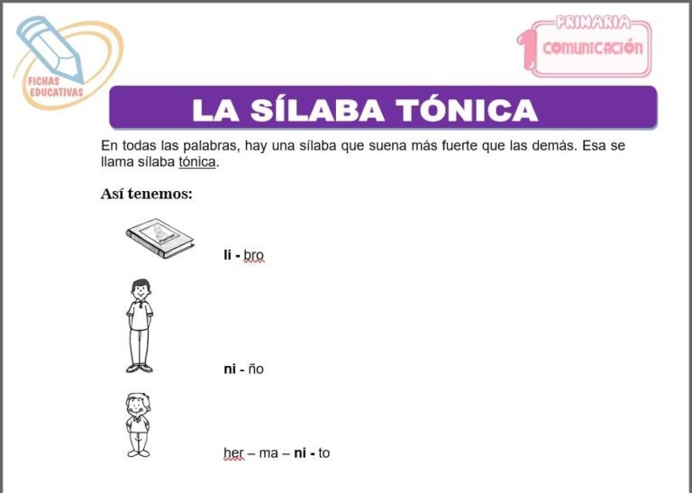 La sílaba tónica para Primero de Primaria - Fichas Educativas