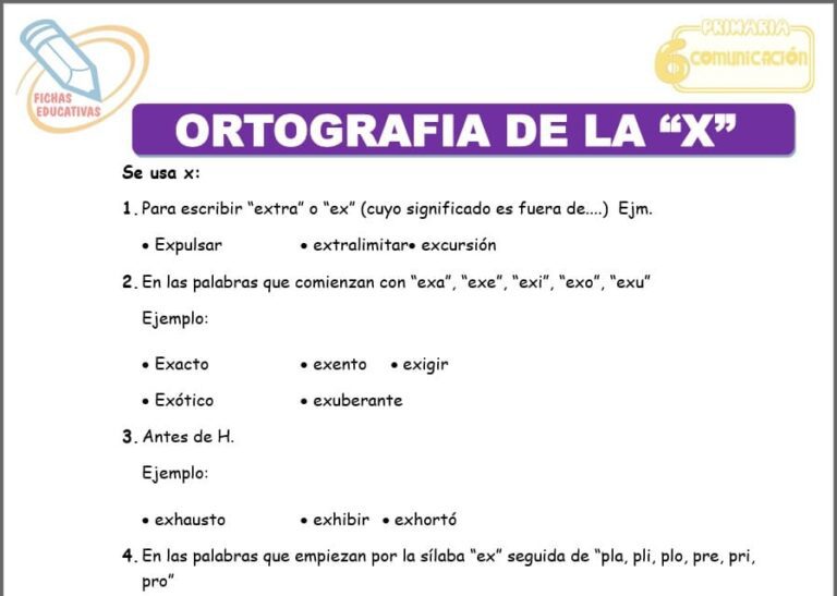 Ortografía de la “ x “ para Sexto de Primaria - Fichas Educativas
