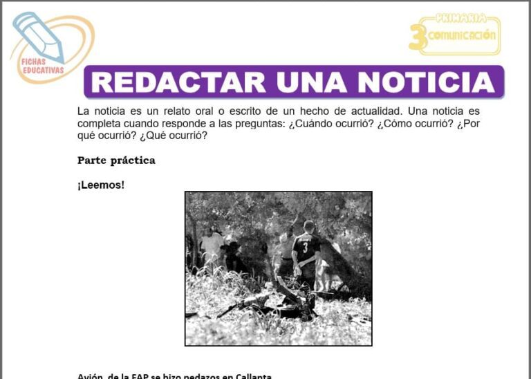 Redactar una noticia para Tercero de Primaria - Fichas Educativas