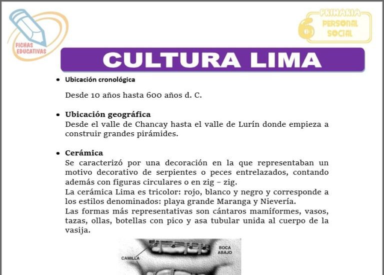 Cultura lima para Sexto de Primaria - Fichas Educativas