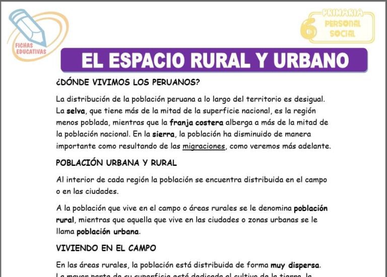 El espacio rural y urbano para Sexto de Primaria