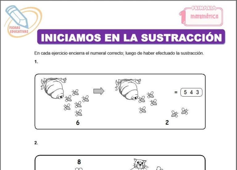Iniciamos en la sustracción para Primero de Primaria