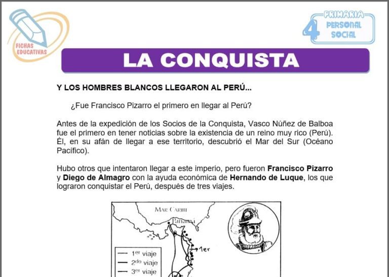 La conquista para Cuarto de Primaria - Fichas Educativas
