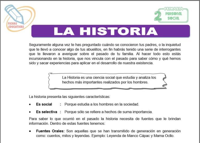 La historia para Segundo de Primaria - Fichas Educativas